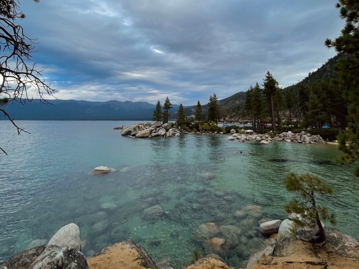 Sand Harbor Beach, Lake Tahoe – Caitlyn is outside.